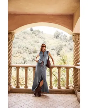 Splendid Shank Front Denim Maxi Skirt