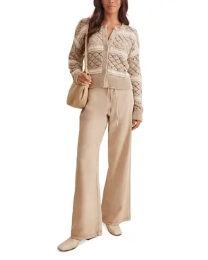 Splendid Bennett Cotton Open Knit Pattern Cardigan - Wheat/shell