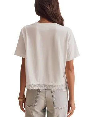 Splendid Lainey Lace Trim Short Sleeve Tee - Shell