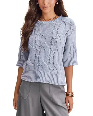 Splendid Rhiannon Cable Knit Sweater - Blue Mist