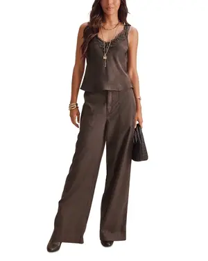 Splendid Sleeveless Lace Trim Tank Top