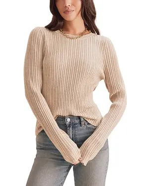 Splendid Georgie Pointelle Ribbed Sweater - Wheat Heather