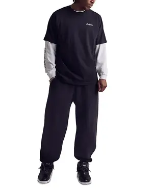 MALBON Relaxed Fit Cotton Drawstring Sweatpants - Black