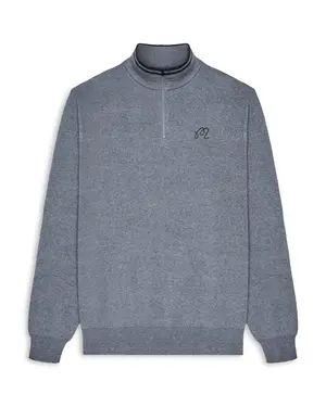 MALBON Sorrel Mock Neck Quarter Zip Sweater - Charcoal