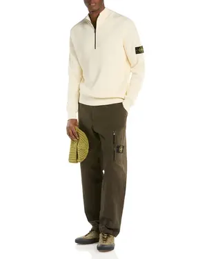 Stone Island Maglia Half Zip Logo Patch Cotton Sweater