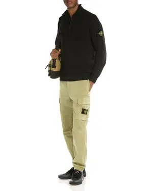 Stone Island Felpa Solid Cotton Quarter Zip Sweater
