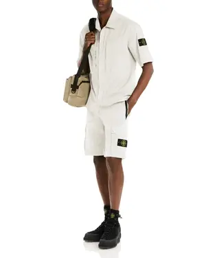 Stone Island Corta Logo Patch Cotton Blend Shirt
