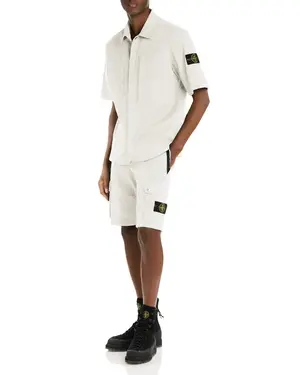 Stone Island Corta Logo Patch Cotton Blend Shirt