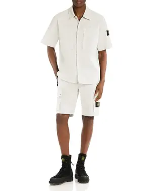 Stone Island Corta Logo Patch Cotton Blend Shirt