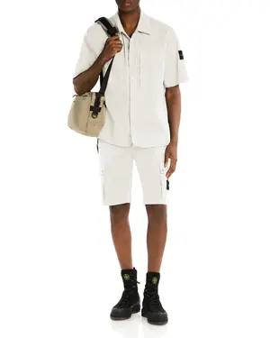 Stone Island Corta Logo Patch Cotton Blend Shirt