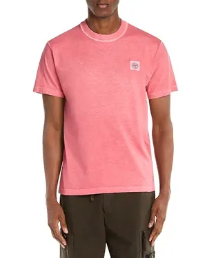 Stone Island Compass Patch Cotton Crewneck T-shirt - Geranium