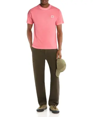 Stone Island Compass Patch Cotton Crewneck T-shirt - Geranium