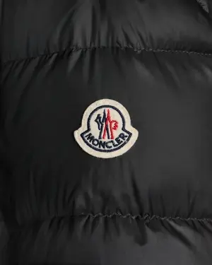 Moncler Boedic Hooded Shearling Trimmed Long Down Jacket - Black