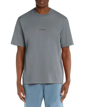 Stone Island Logo Compass Graphic Cotton T-shirt - Ash Grey