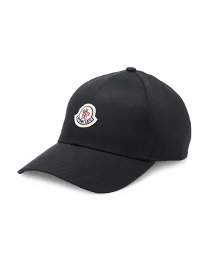 Moncler Gabardine Logo Cotton Baseball Cap - Black