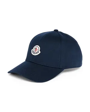 Moncler Gabardine Logo Cotton Baseball Cap - Navy