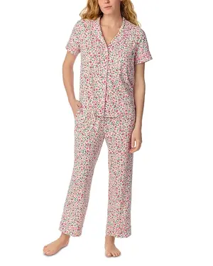 Kate Spade New York Brushed Jersey Short Sleeve Pajama Set - White Ditsy