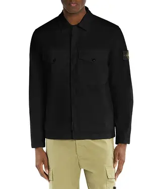 Stone Island Dual Pocket Zipper Overshirt - Black