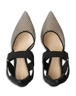 Fendi Colibri Embellished Mesh & Suede Slingback Pumps - Nero Black