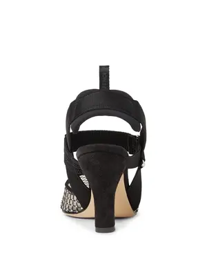 Fendi Colibri Embellished Mesh & Suede Slingback Pumps - Nero Black