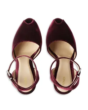 Fendi After 9 Velvet Peep Toe Platform Sandals