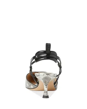 Fendi Colibri Embossed Leather Slingbacks - Pergamena