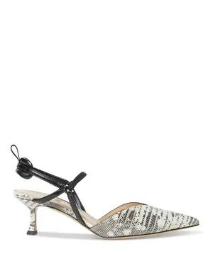 Fendi Colibri Embossed Leather Slingback Pumps - Pergamena