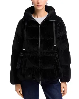 Herno Shiny Velvet Short Puffer Coat