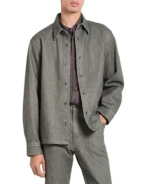Theory Relaxed Fit Denim Overshirt In Tinted Denim - Arm
