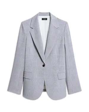 Theory Lynnia Single Breasted Wool-blend Blazer - Grey Multi