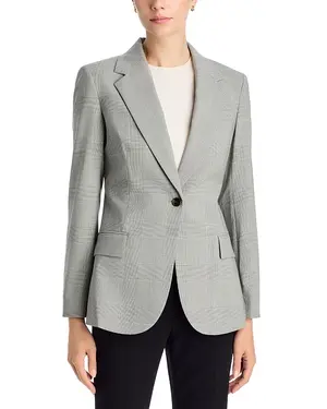 Theory Single Breasted Wool-blend Blazer - Grey Multi