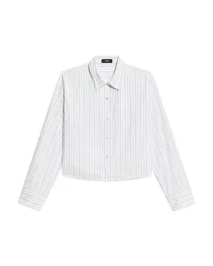 Theory Striped Button Front Shirt - Black Multi