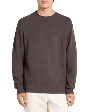 Theory Riland Crewneck Sweater In Light Bilen - Classic Brown