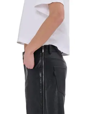 HAIKURE Bonnie Leather Mid Rise Straight Pants