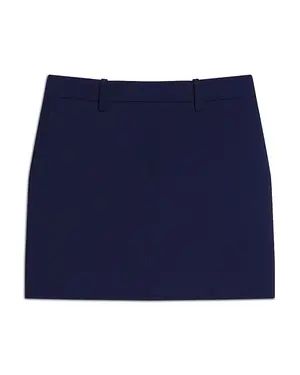Theory Wool Blend Mini Skirt - Deep Navy