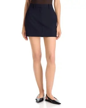 Theory Wool Blend Mini Skirt - Deep Navy