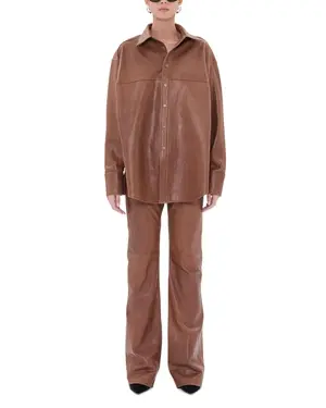 HAIKURE Victoria Fluid Leather Shirt - Tan