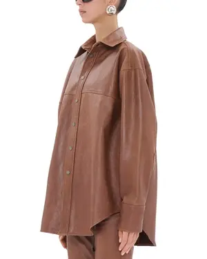 HAIKURE Victoria Fluid Leather Shirt - Tan