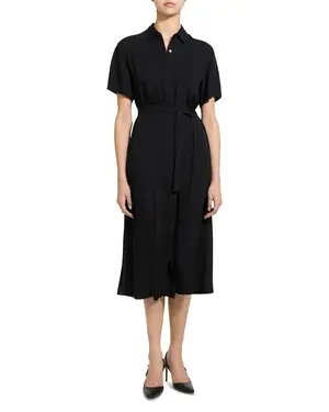Theory Belted Button Front A-line Dress