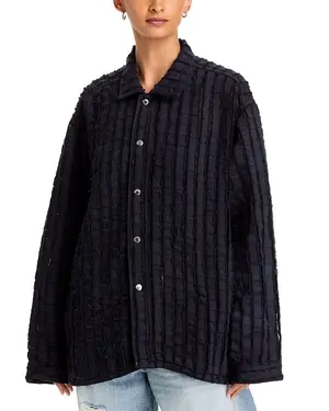 HAIKURE Sophie Frayed Striped Shirt - Black