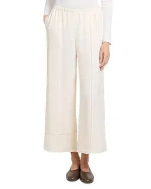 Theory Pintuck Pebble Crepe Seamed Cropped Pants - Rice