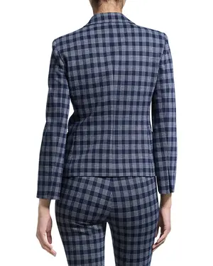 Theory Check Print Single Button Blazer