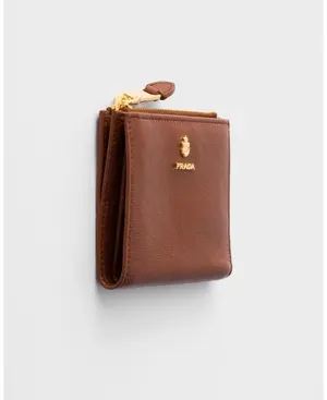 Prada Small Leather Wallet - Chestnut Brown