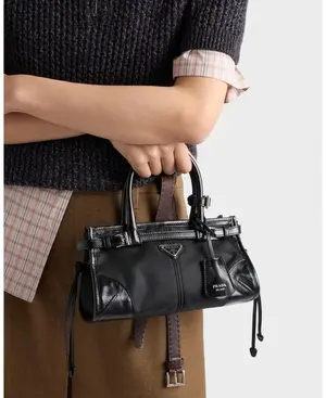 Prada Bonnie Small Re-nylon And Leather Handbag