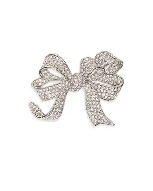 Max Mara Rhinestone Bow Brooch - Silver