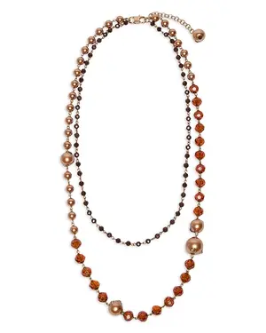 Max Mara Wkaaderire Beaded Double Strand Necklace - Gold