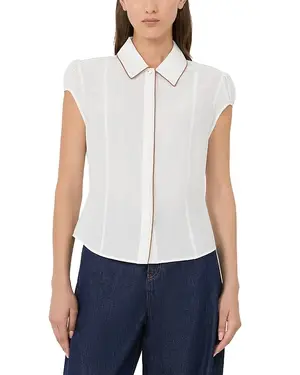 Max Mara Mstskipper Collared Button Up Blouse - Silk