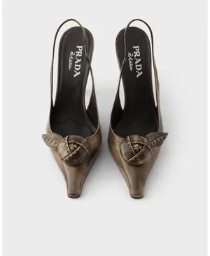 Prada Metallic Leather Slingback Pumps