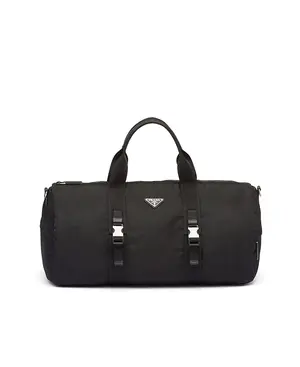 Prada Re-nylon And Saffiano Leather Duffle Bag - Black