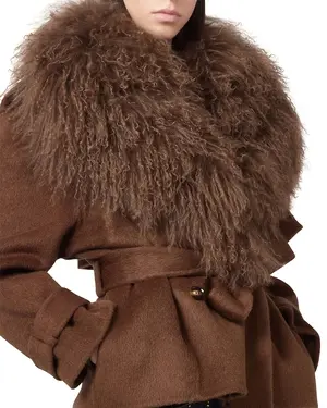 Giuseppe Di Morabito Shearling Collar Alpaca-blend Short Trench Coat